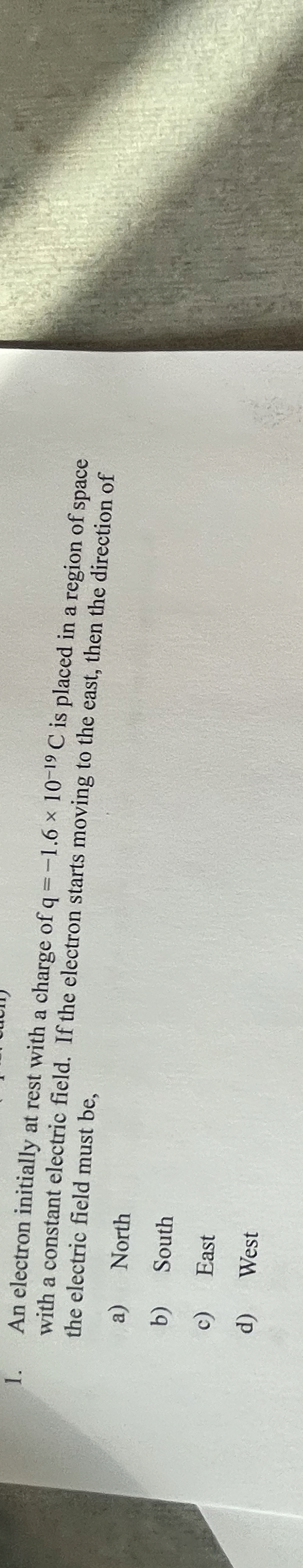 Solved An electron initially at rest with a charge of | Chegg.com