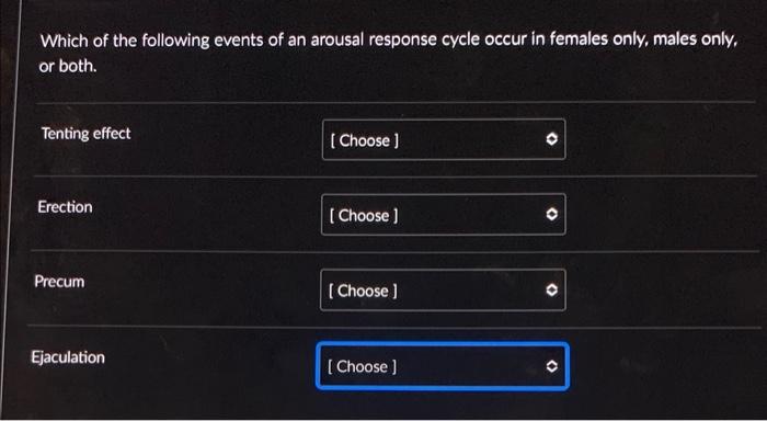 Solved Which of the following events of an arousal response | Chegg.com