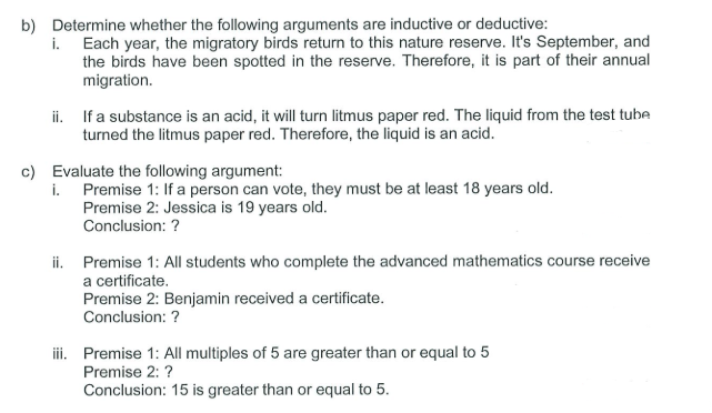 Solved b) ﻿Determine whether the following arguments are | Chegg.com