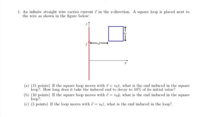 Solved 1. An infinite straight wire carries current I in the | Chegg.com