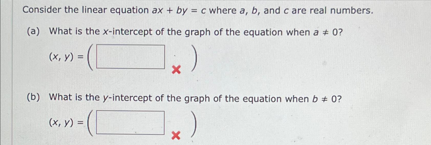 Solved Consider the linear equation ax+by=c ﻿where a,b, ﻿and | Chegg.com