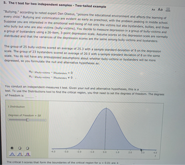 Solved 5. The t test for two independent samples - | Chegg.com