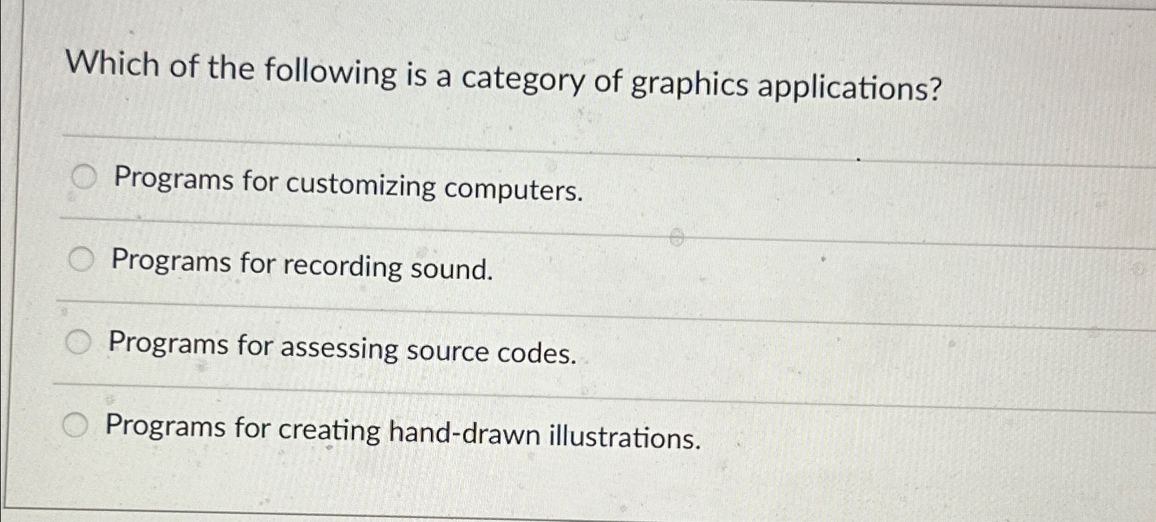 Solved Which of the following is a category of graphics | Chegg.com