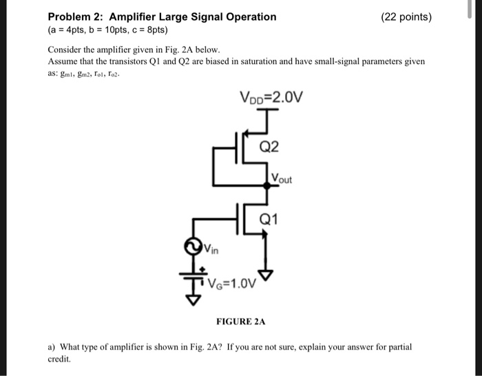 Solved (22 points) Problem 2: Amplifier Large Signal | Chegg.com