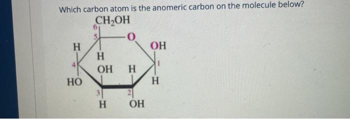 Solved Which carbon atom is the anomeric carbon on the | Chegg.com