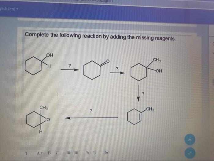 Solved page=1 Blish (en) - Complete the following reaction | Chegg.com
