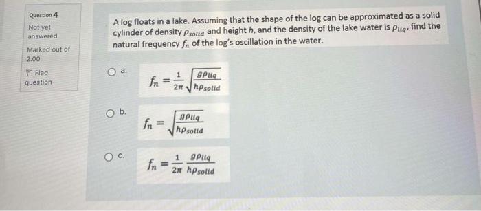 Solved A log floats in a lake. Assuming that the shape of | Chegg.com