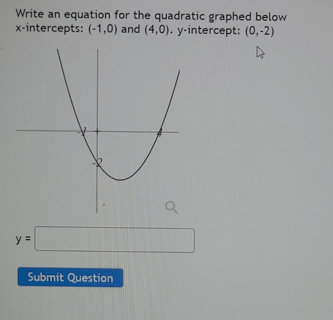 Solved Write an equation for the quadratic graphed below | Chegg.com