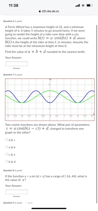 Solved 11:38 d2l.cbe.ab.ca Question 6 (1 point) A Ferris | Chegg.com