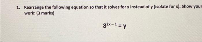 Solved Rearrange the following equation so that it solves | Chegg.com