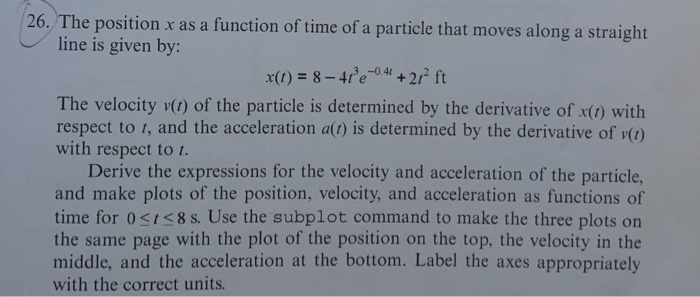 Solved 26. The position x as a function of time of a | Chegg.com