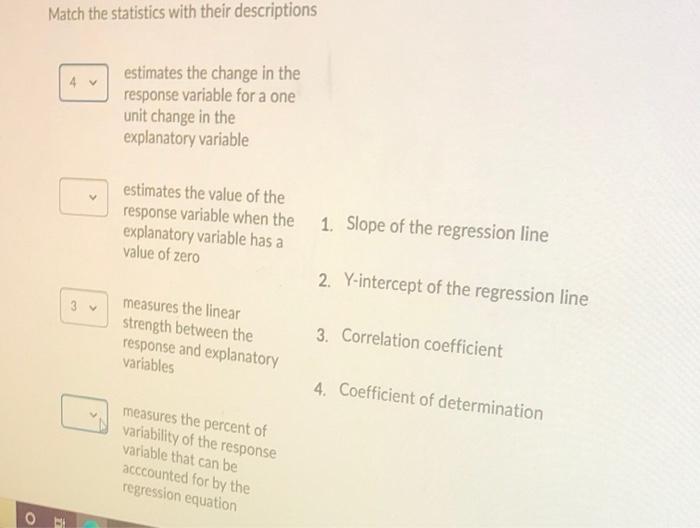 Solved Match the statistics with their descriptions 4 | Chegg.com