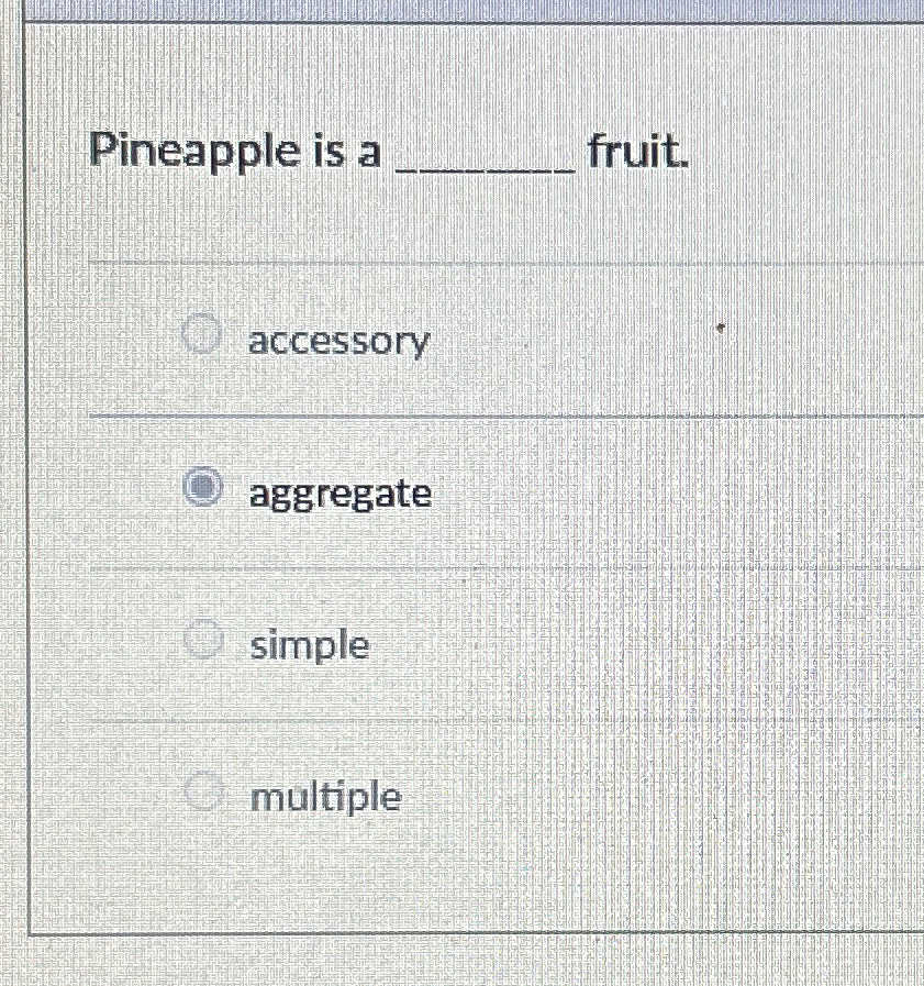 Solved Pineapple is a fruit.accessoryaggregatesimplemultiple | Chegg.com