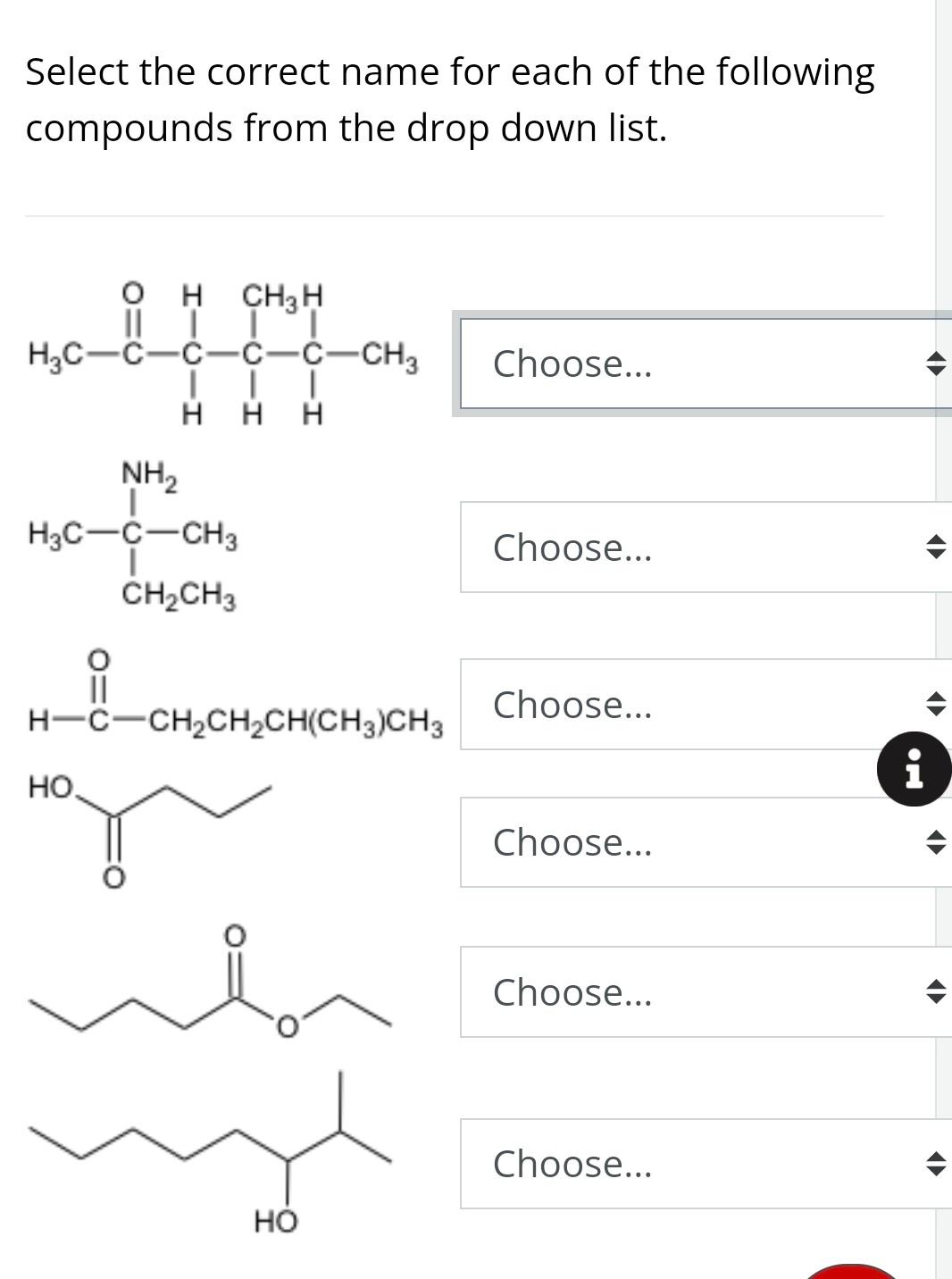 Solved Select the correct name for each of the following | Chegg.com
