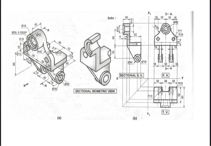 Solved SECTIONAL. ISOMETRIC VIEW (a) (b) | Chegg.com
