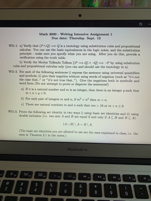 Solved Math 3000 - Writing Intensive Assignment 1 Due date: | Chegg.com
