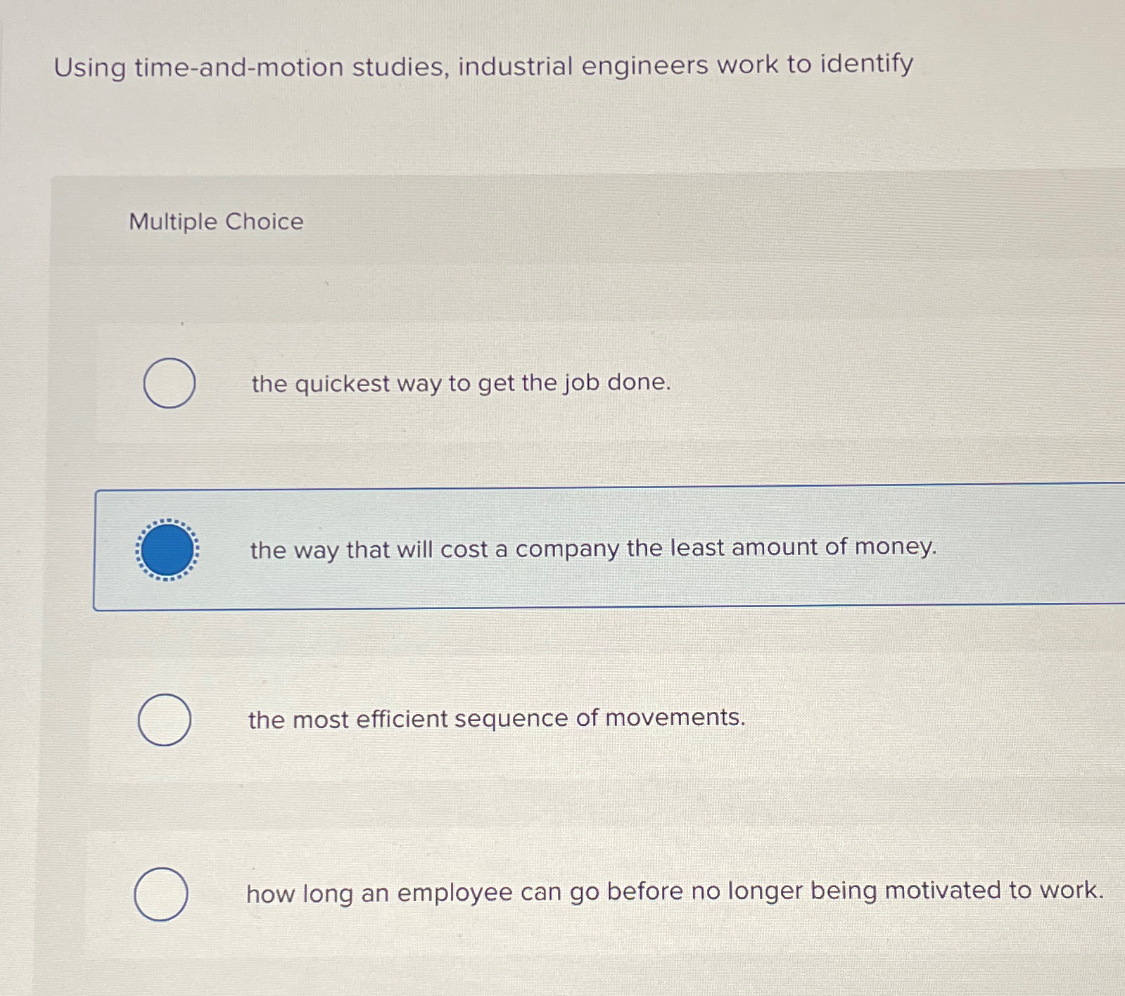 Solved Using time-and-motion studies, industrial engineers | Chegg.com