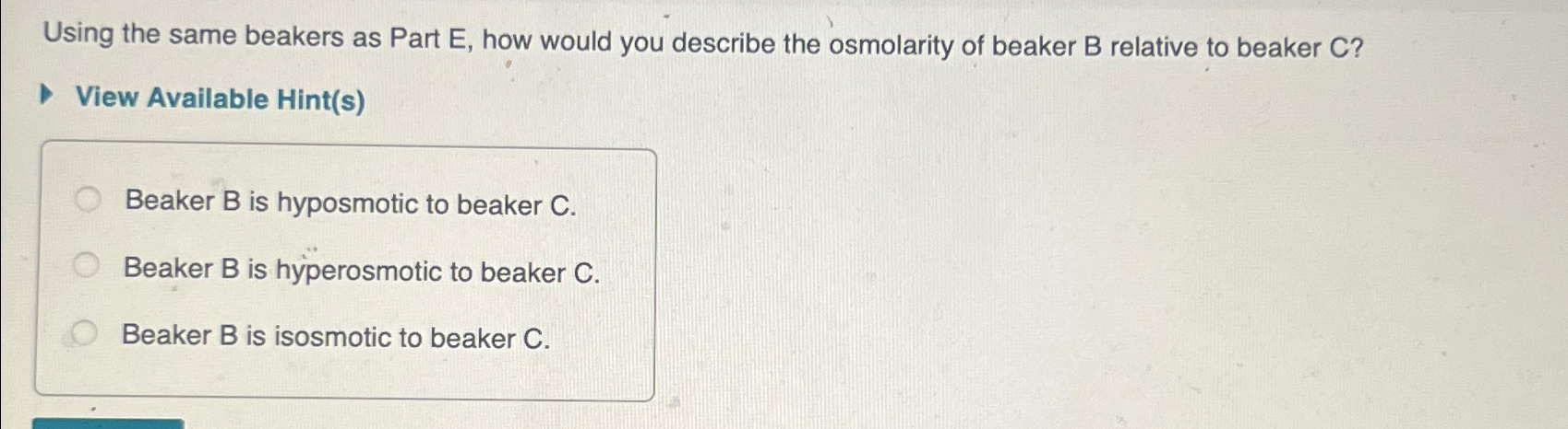 Solved Using the same beakers as Part E, ﻿how would you | Chegg.com