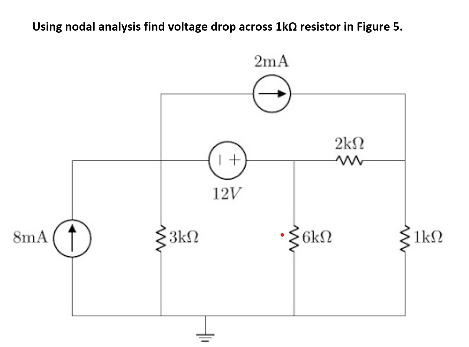 Solved Using nodal analysis find voltage drop across 1kΩ | Chegg.com