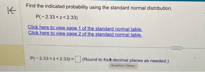 Solved Find the indicated probability using the standard | Chegg.com
