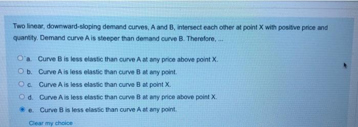 Solved Two linear, downward-sloping demand curves, A and B | Chegg.com