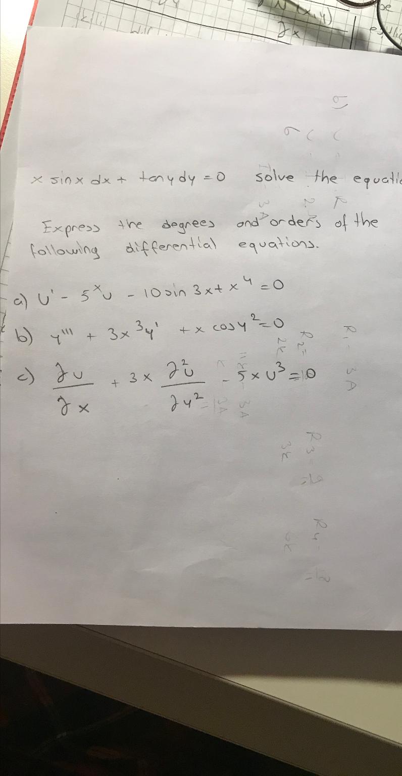 Solved xsinxdx+tanydy=0 ﻿solve the equatiExpress the degrees | Chegg.com