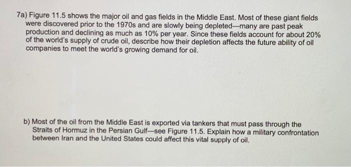 Solved 7a) Figure 11.5 shows the major oil and gas fields in | Chegg.com
