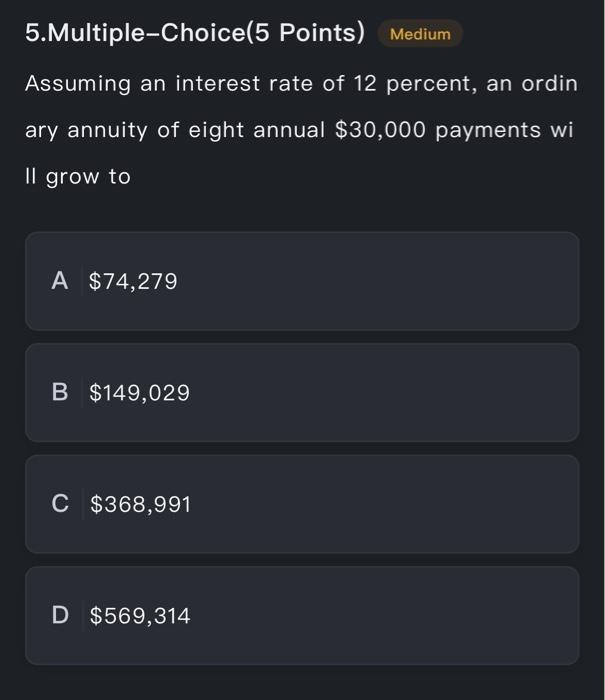 Solved 5.Multiple-Choice(5 Points) Medium Assuming an | Chegg.com