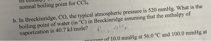 Solved normal boiling point for CCl4. b. In Breckinridge, | Chegg.com