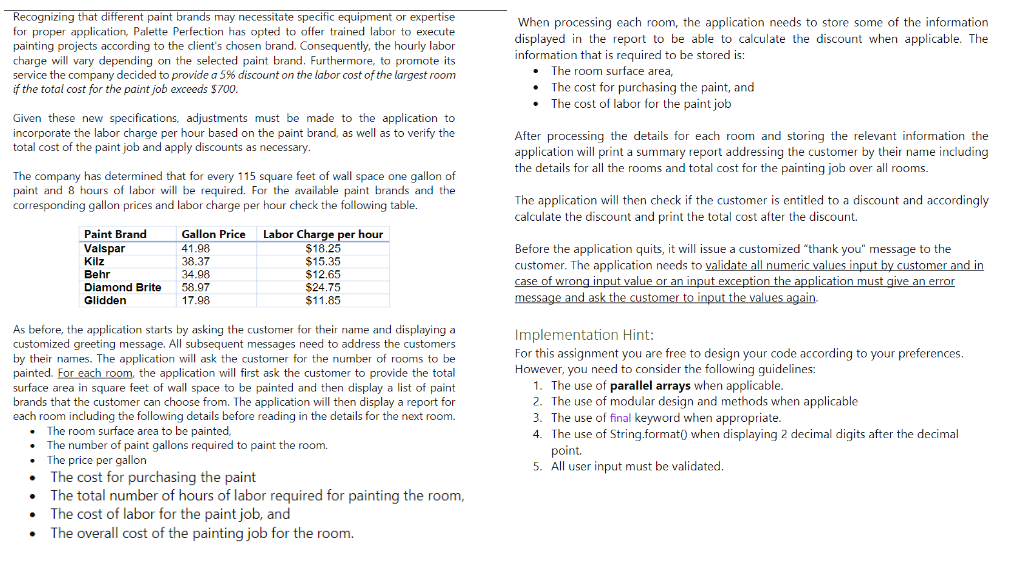 When processing each room, the application needs to | Chegg.com