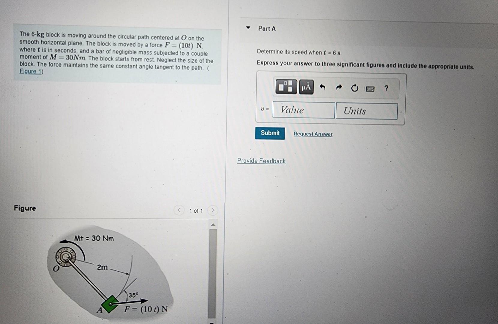 Solved The 6-kg block is moving around the circular path | Chegg.com