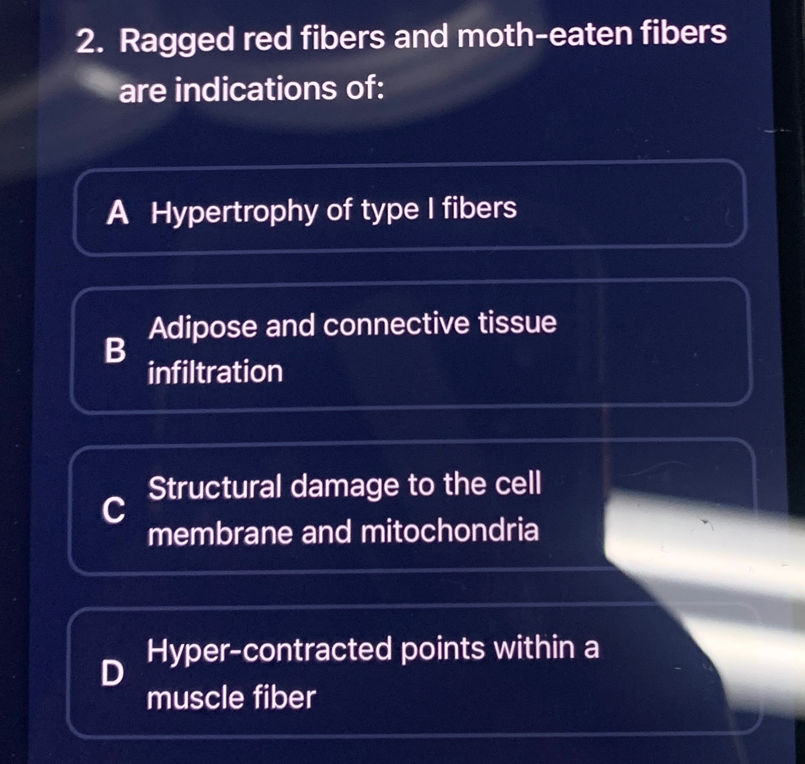 Solved Ragged red fibers and moth-eaten fibers are | Chegg.com