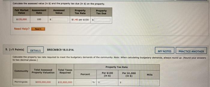 Solved Calculate the assessed value (in $) and the property | Chegg.com