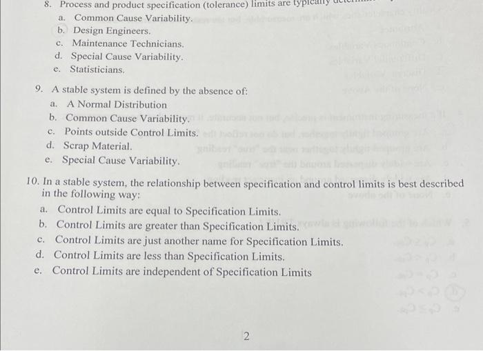 Solved 8. Process and product specification (1 a. Common | Chegg.com