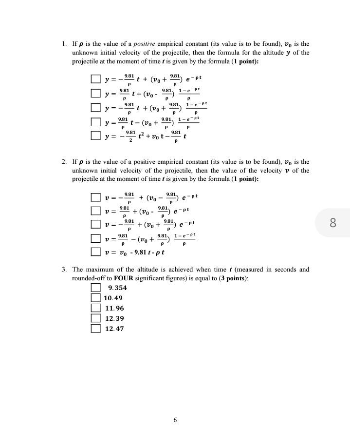 Solved Problem #3 (20 points) A projectile was launched from | Chegg.com