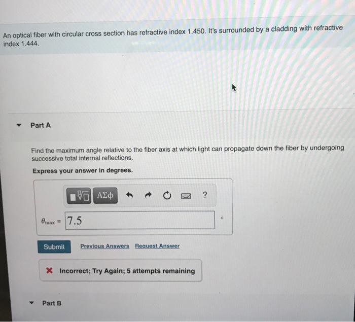 Solved An optical fiber with circular cross section has | Chegg.com