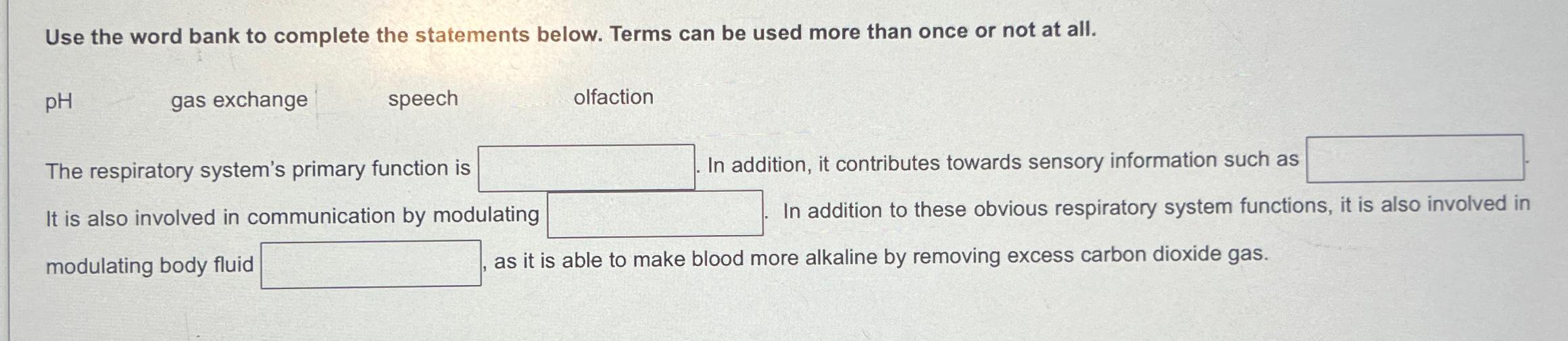 Solved Use the word bank to complete the statements below. | Chegg.com