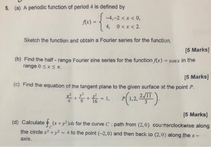 Solved 5. (a) A periodic function of period 4 is defined by | Chegg.com