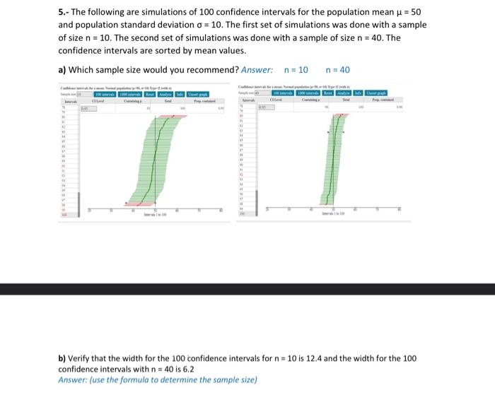 Solved 5.- The following are simulations of 100 confidence | Chegg.com