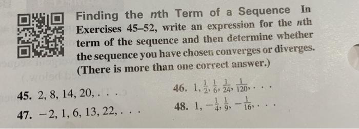 Solved Finding the nth Term of a Sequence In Exercises | Chegg.com