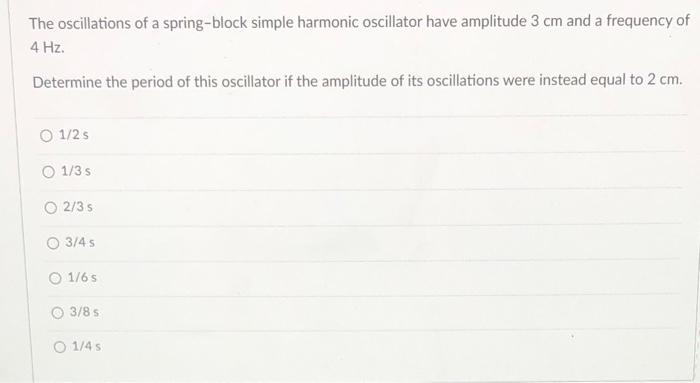 Solved The oscillations of a spring-block simple harmonic | Chegg.com
