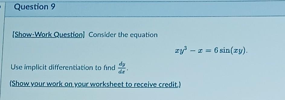 Solved [Show-Work Question] Consider the equation | Chegg.com