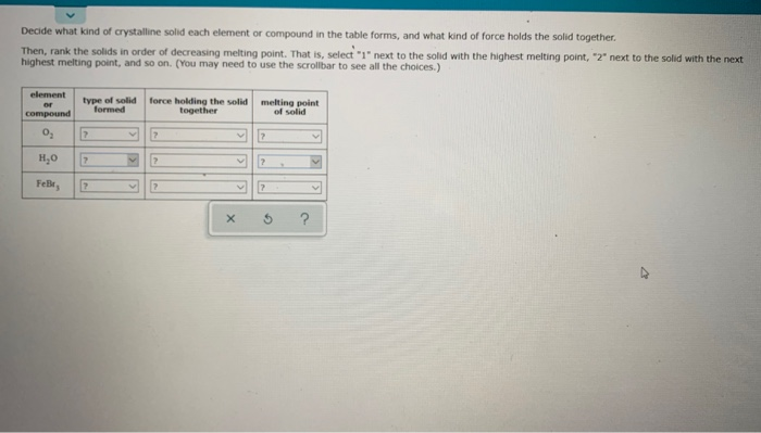 Solved Decide what kind of crystalline solid each element or | Chegg.com