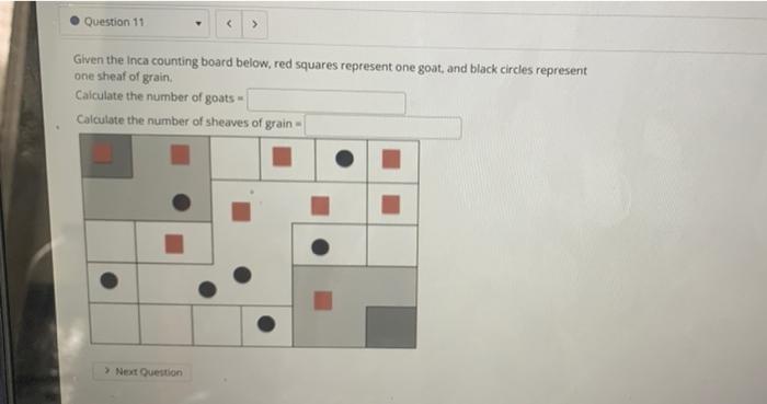 Solved Question 11 Given the Inca counting board below, | Chegg.com