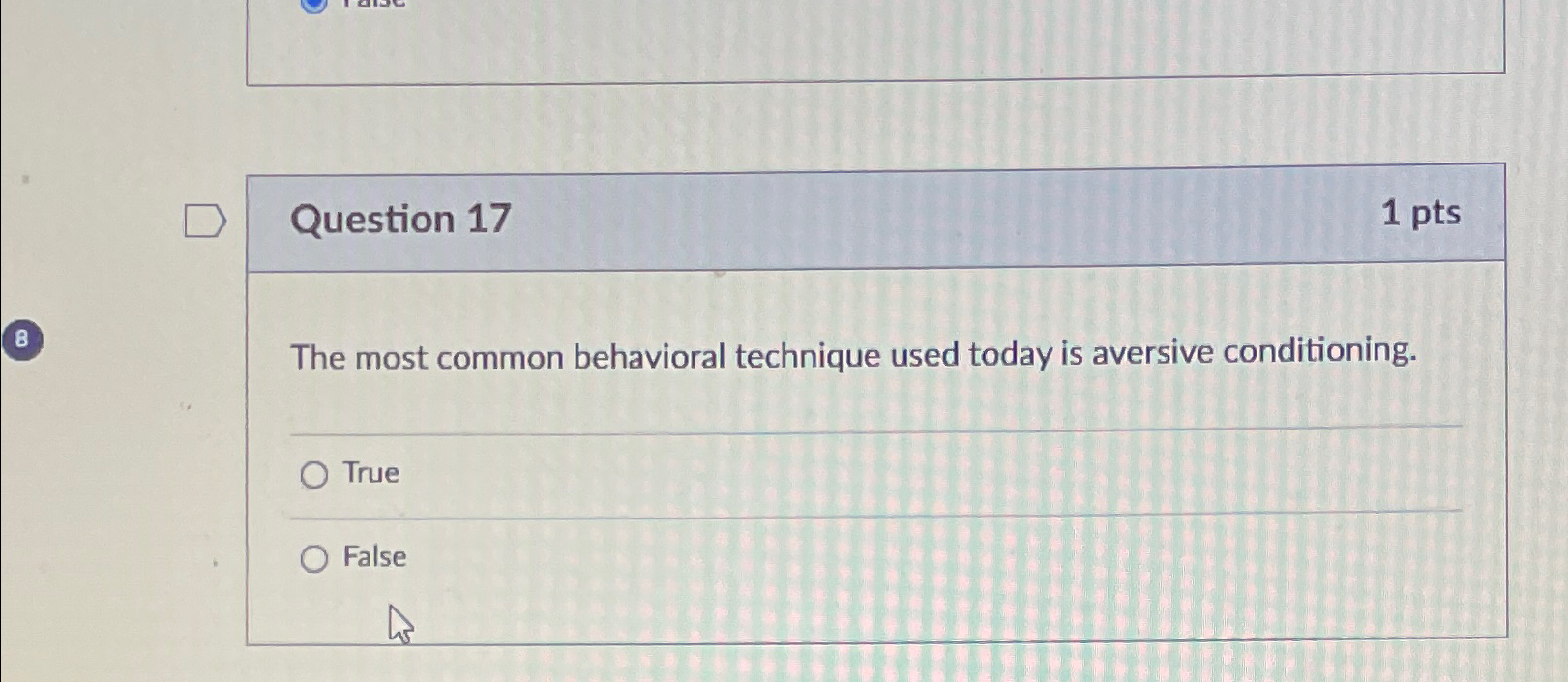 Solved Question 171ptsThe most common behavioral technique | Chegg.com