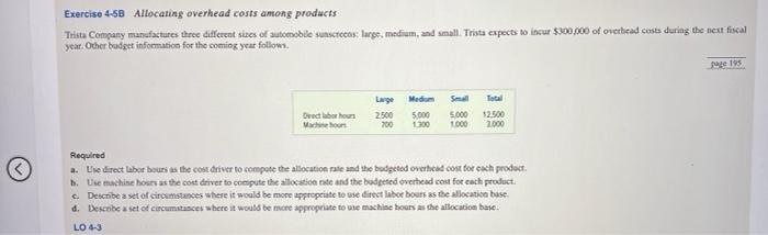 Solved Exercise 4-5B Allocating overhead costs among | Chegg.com