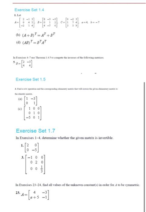 Solved Exercise Set 1.1 1. In each part, determine whether | Chegg.com