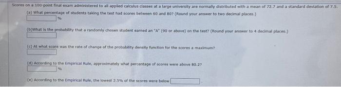 Solved Scores on a 100-point final exam administered to ail | Chegg.com
