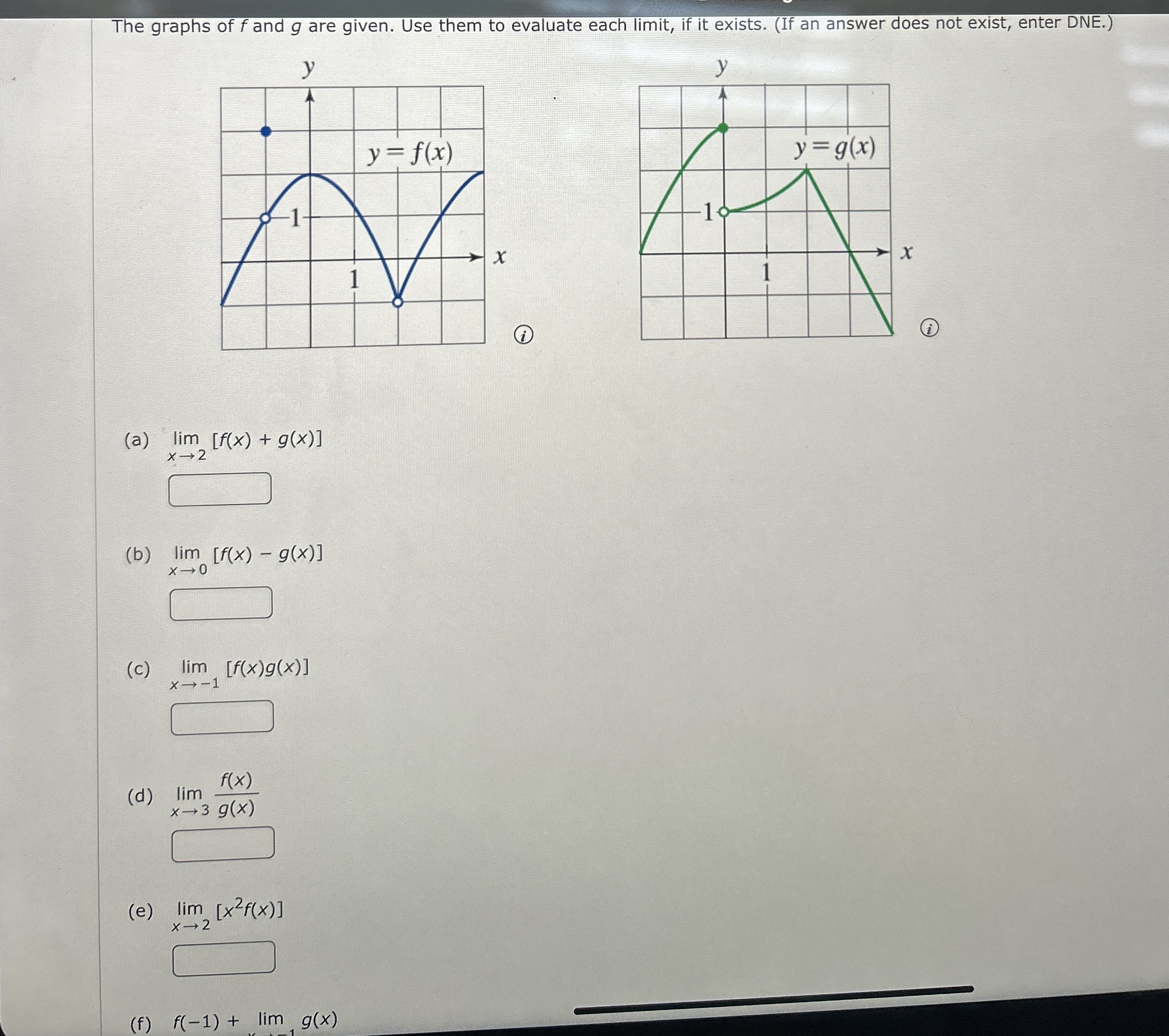 Solved The graphs of f ﻿and g ﻿are given. Use them to | Chegg.com