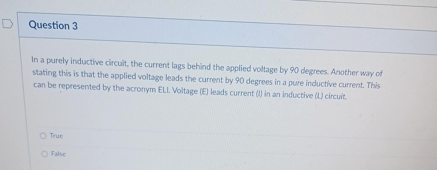 Solved In a purely inductive circuit, the current lags | Chegg.com